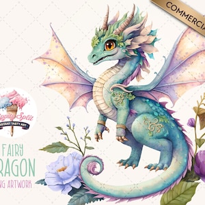 Blue Fairy Dragon Clipart, Floral Fantasy Art (PNG) - Etsy Australia