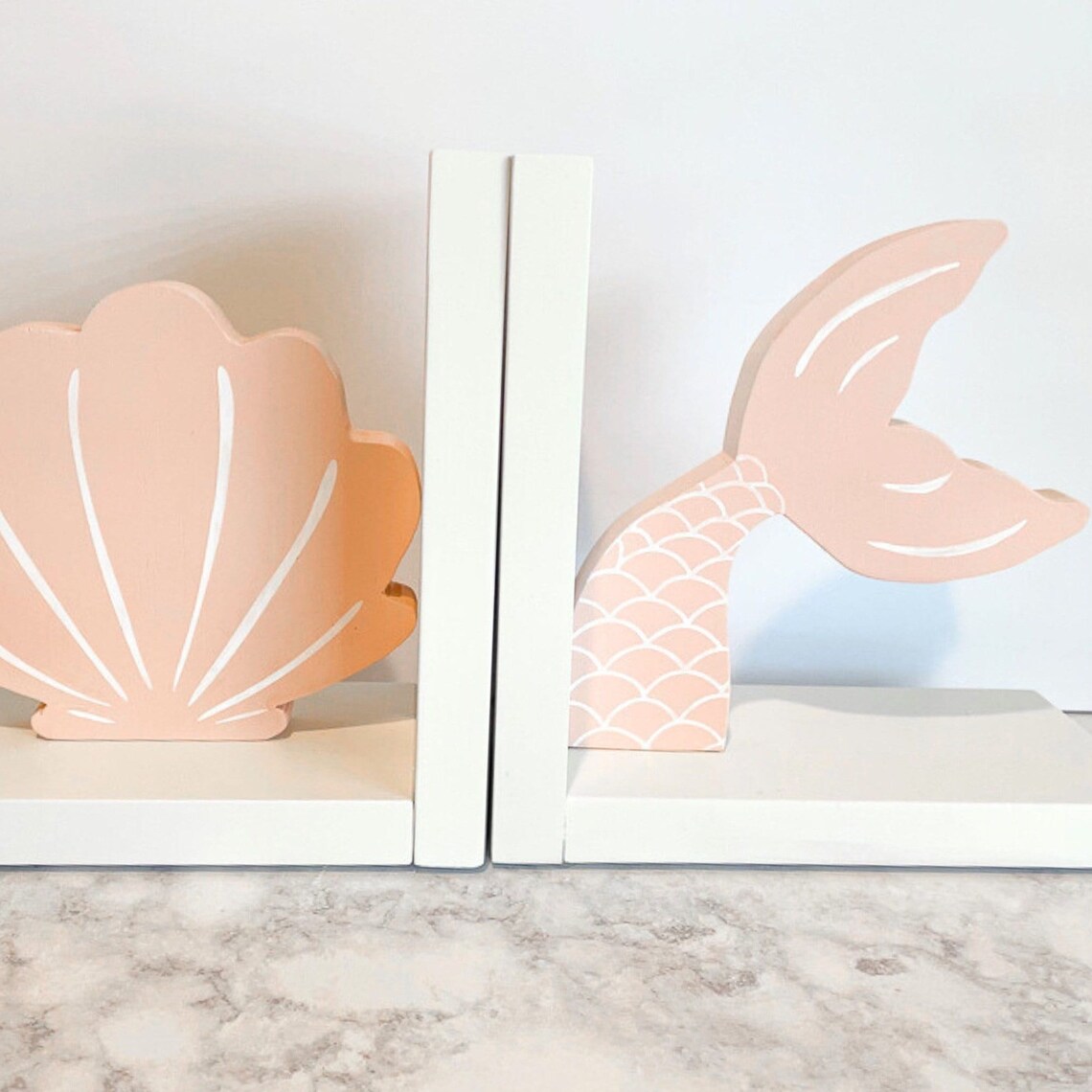 Pink Mermaid Wooden Bookends for Girls Room Decor, Modern Boho ...