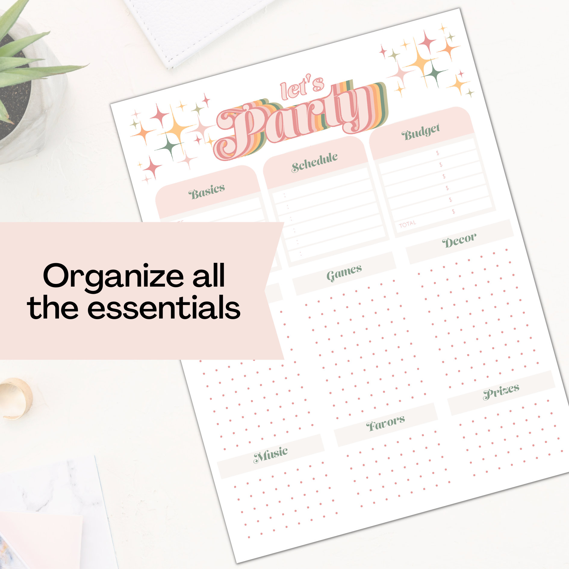 Simple Party Planning Worksheet for Birthday Party Event Organizer ...