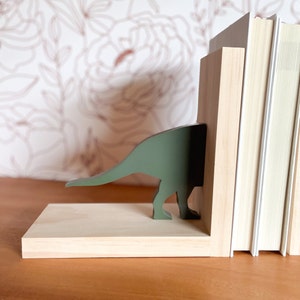 Wooden Dinosaur Bookends for Kids Room Customizable Bookends for Boy ...