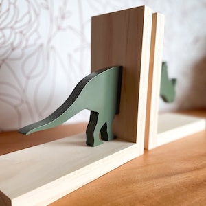 Wooden Dinosaur Bookends for Kids Room Customizable Bookends for Boy ...