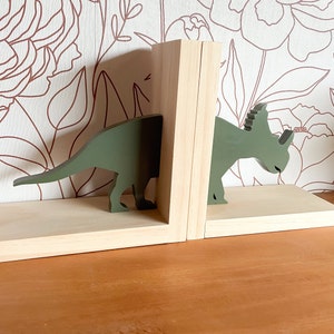 Wooden Dinosaur Bookends for Kids Room Customizable Bookends for Boy ...