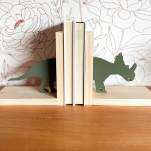 Wooden Dinosaur Bookends for Kids Room Customizable Bookends for Boy ...