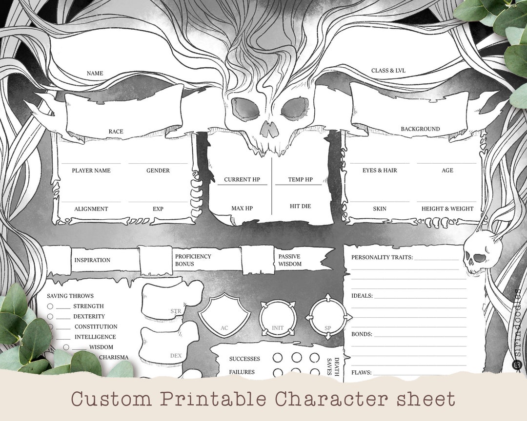 D&D Character Sheet Warlock Custom Character Sheets - Etsy