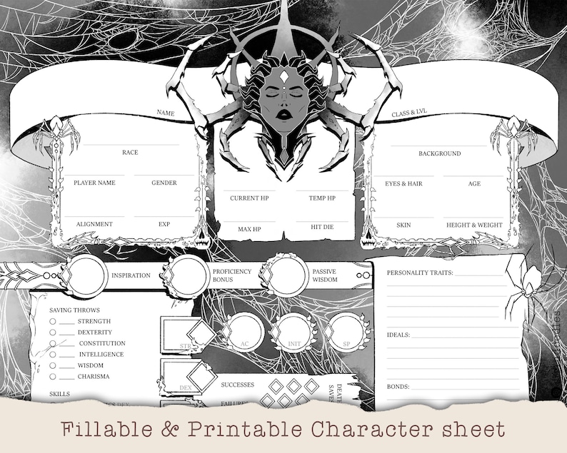 Hoja de personajes de D&D - Drow Spider Queen - Hojas de personajes ...