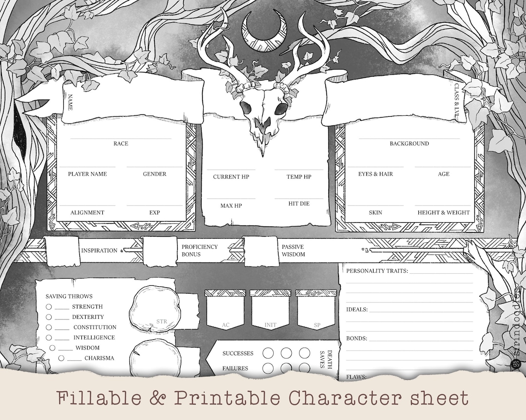 D&D Character Sheet - Nature Magic - Custom Character Sheets - Fillable ...