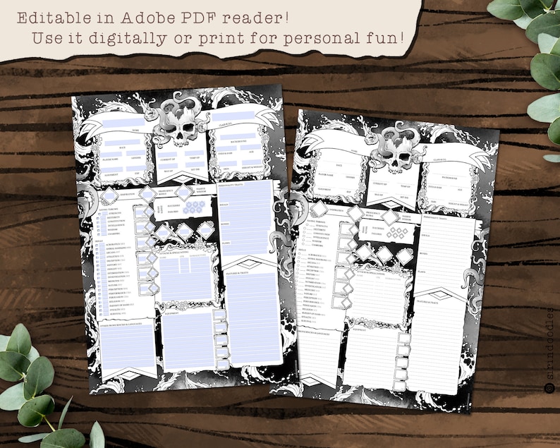 D&D Character Sheet Deep Sea Custom Character Sheets - Etsy UK