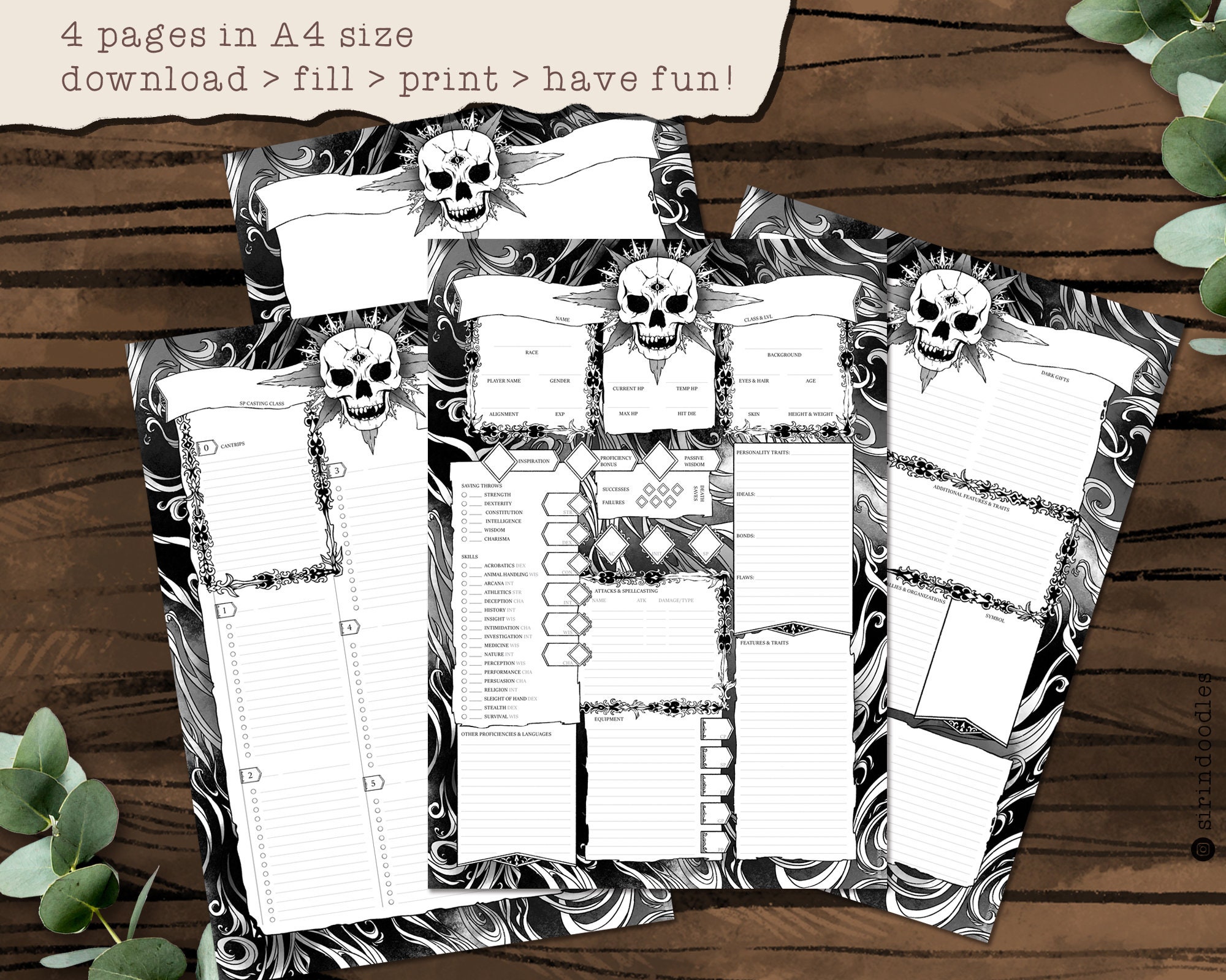 D&D Character Sheet - Royal Death - Custom Character Sheets - Fillable ...