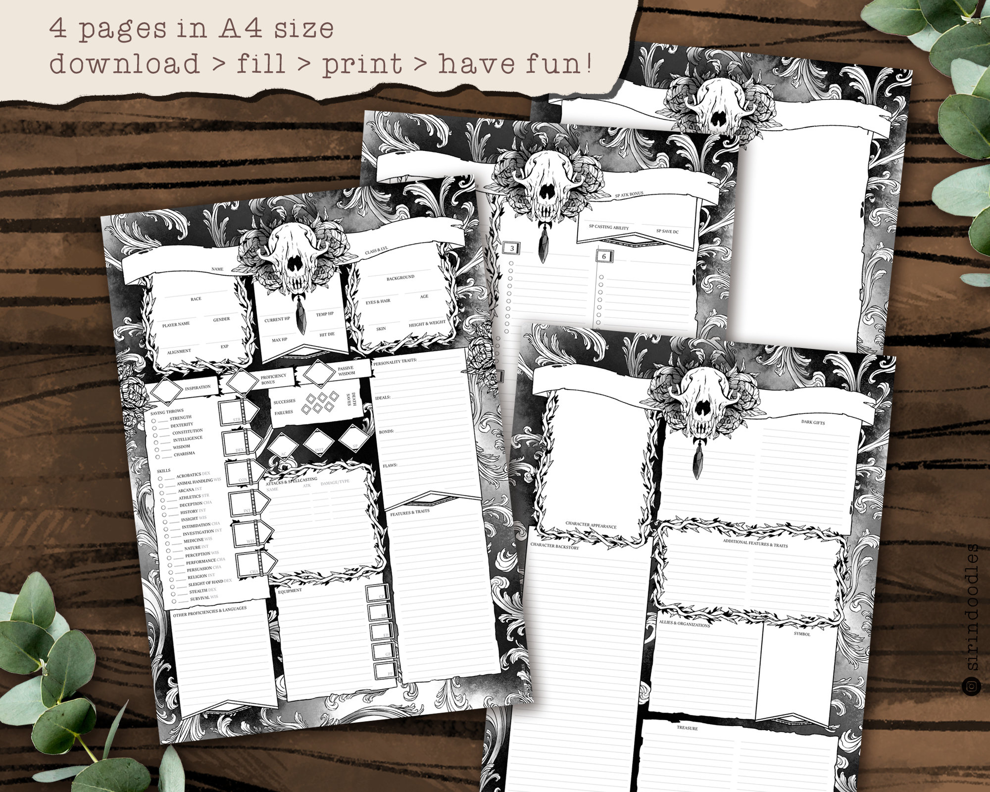 D&D Character Sheet Fox Magic Custom Character Sheets - Etsy Canada