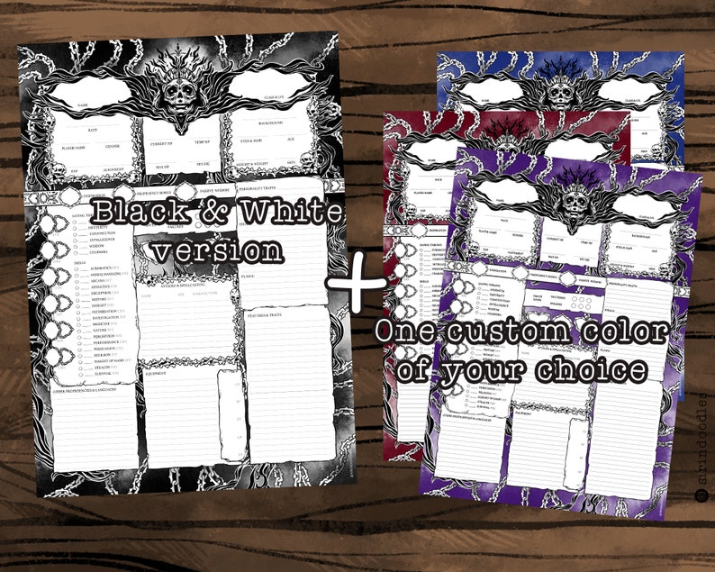 D&D Character Sheet Necromancer Custom Character Sheets - Etsy