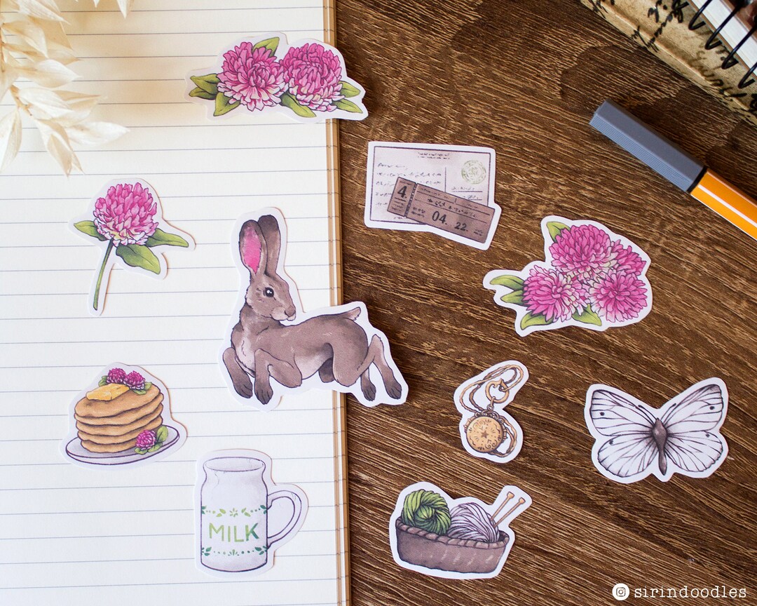 Bunny Cottage Core Journal Stickers | 10 Pcs Magical Witch Familiar ...