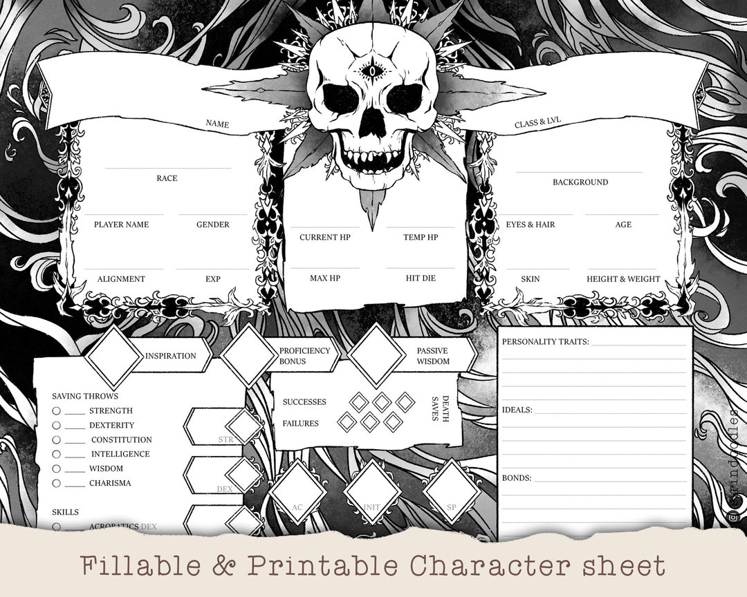 D&D Character Sheet - Royal Death - Custom Character Sheets - Fillable ...
