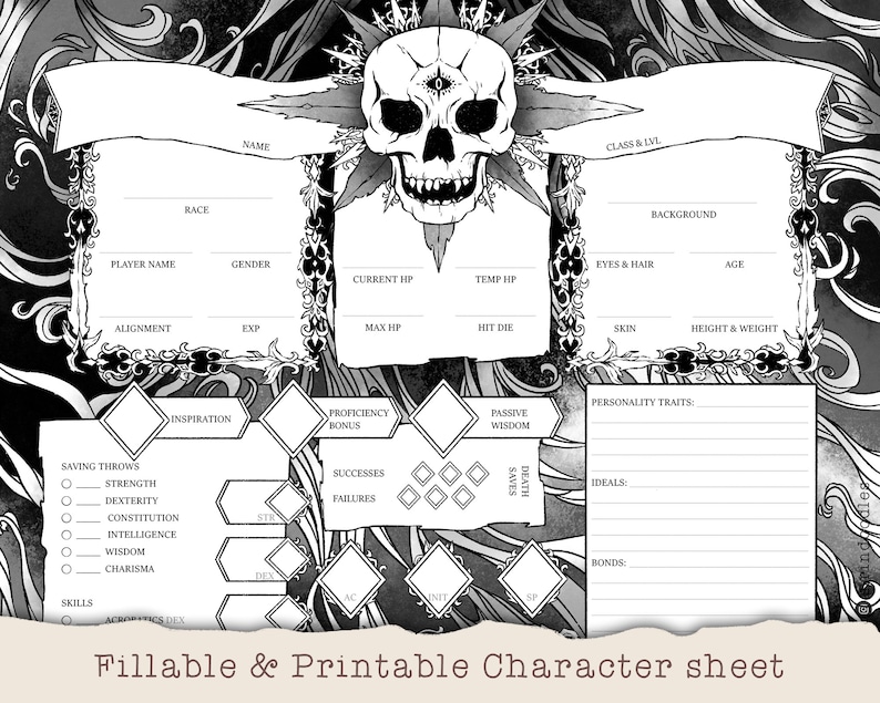 D&D Character Sheet - Royal Death - Custom Character Sheets - Fillable ...