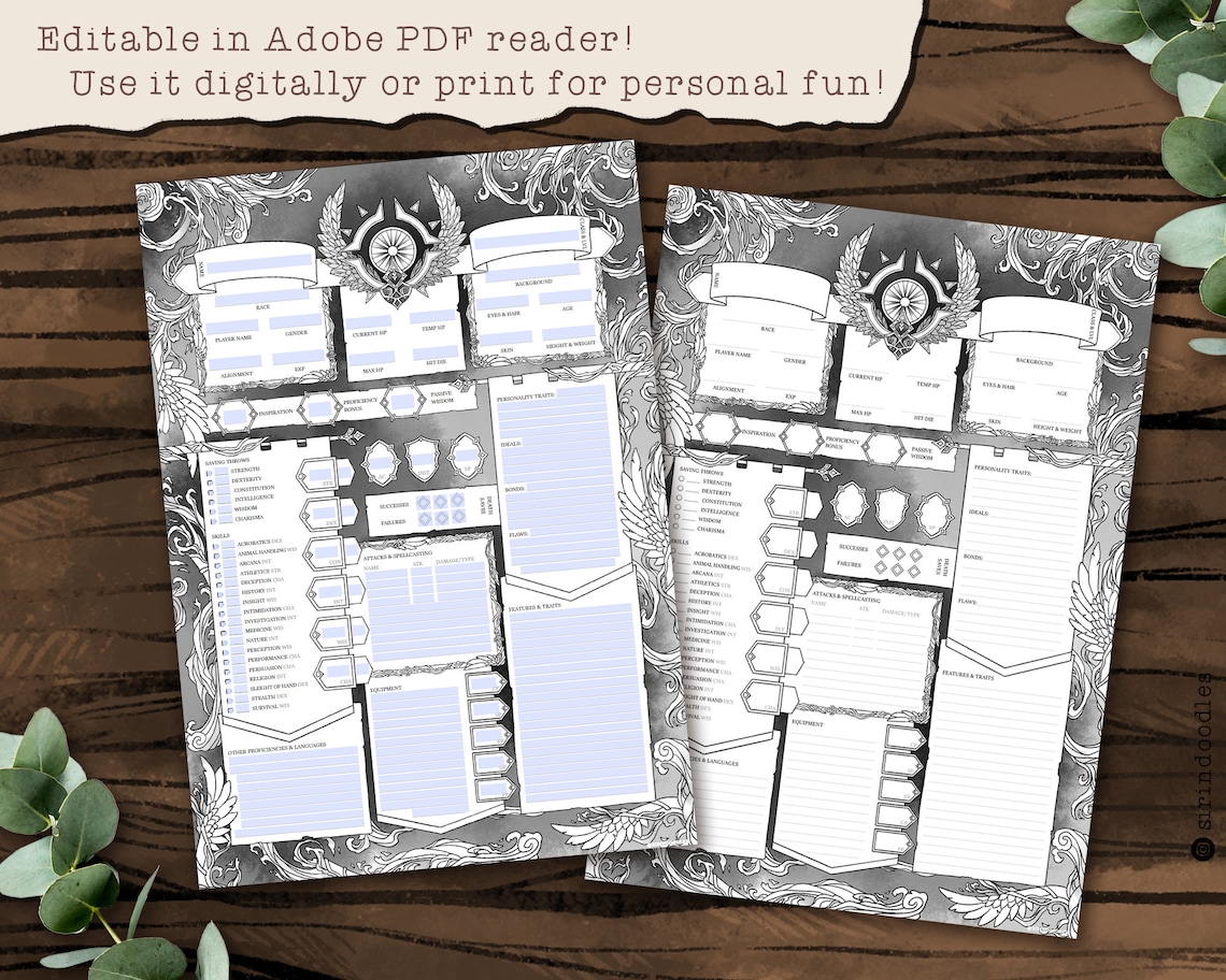 D&D Character Sheet - Holy Quest - Custom Character Sheets - Fillable ...