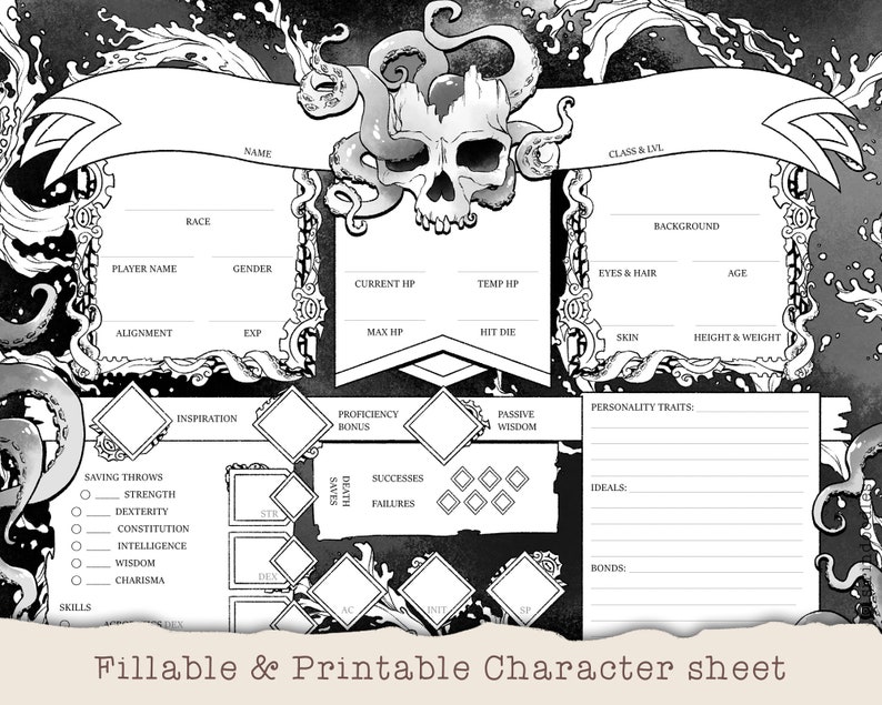 D&D Character Sheet - Deep Sea - Custom Character Sheets - Fillable and ...