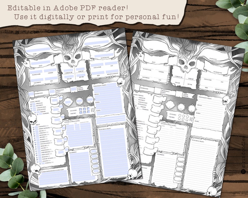 D&D Character Sheet - Warlock - Custom Character Sheets - Fillable and ...