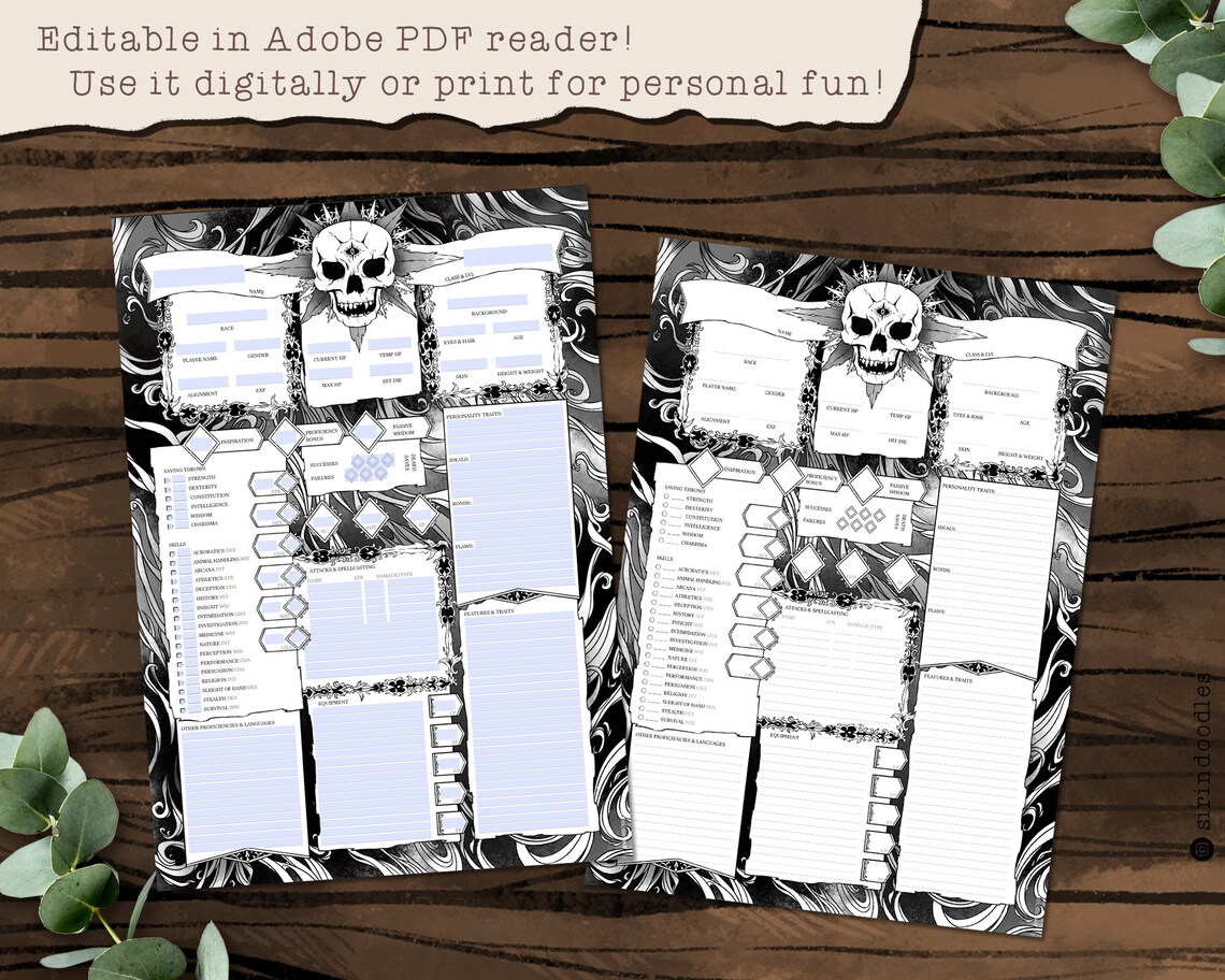 D&D Character Sheet - Royal Death - Custom Character Sheets - Fillable ...