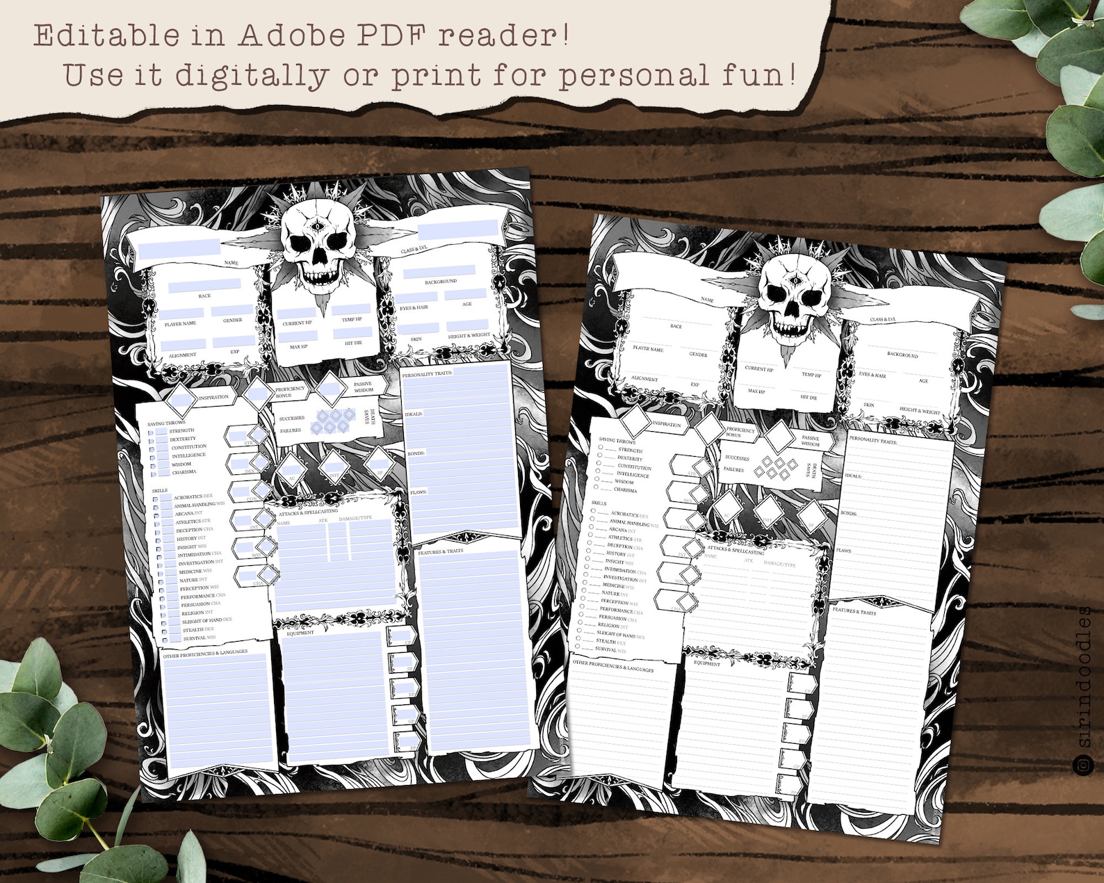 D&D Character Sheet - Royal Death - Custom Character Sheets - Fillable ...