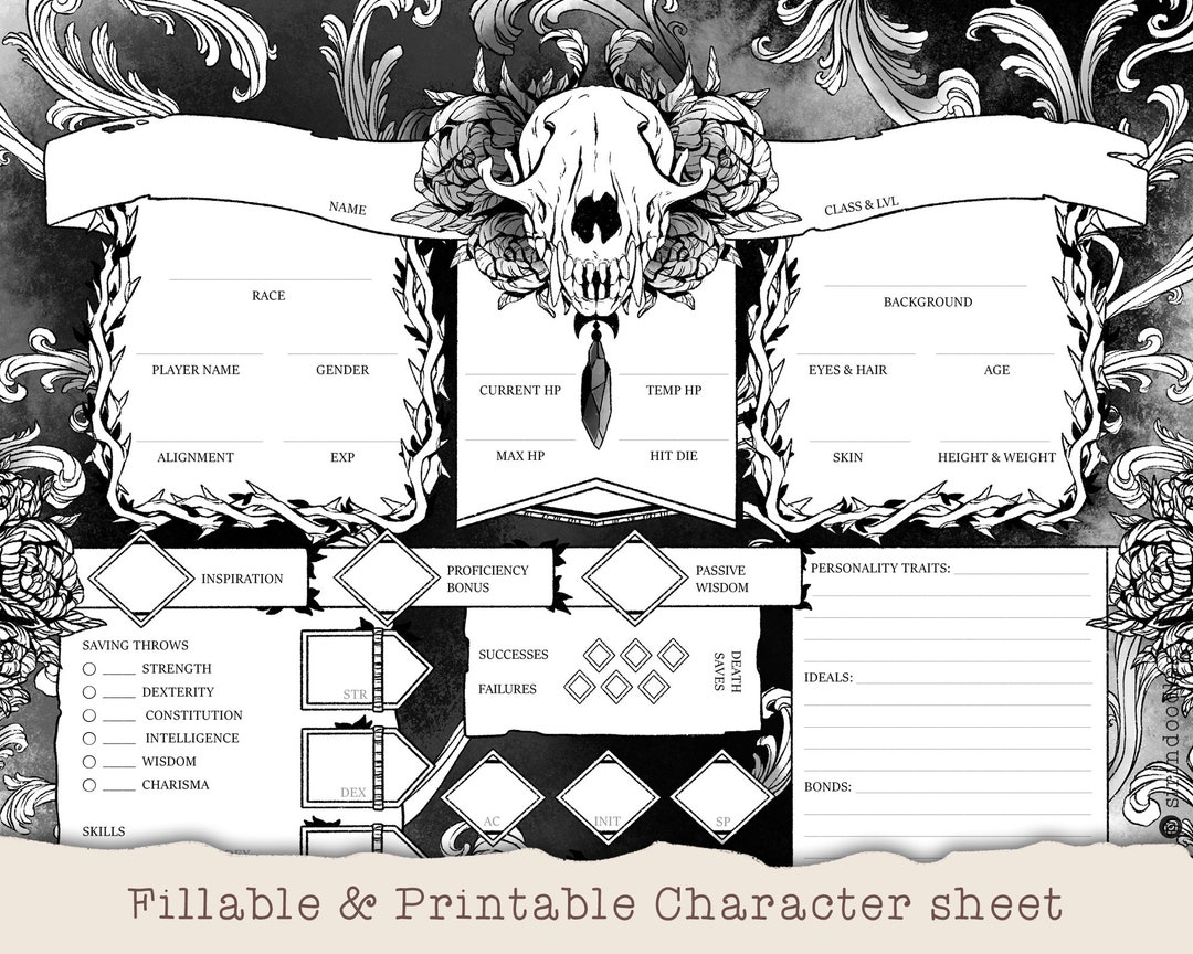 D&D Character Sheet - Fox Magic - Custom Character Sheets - Fillable ...