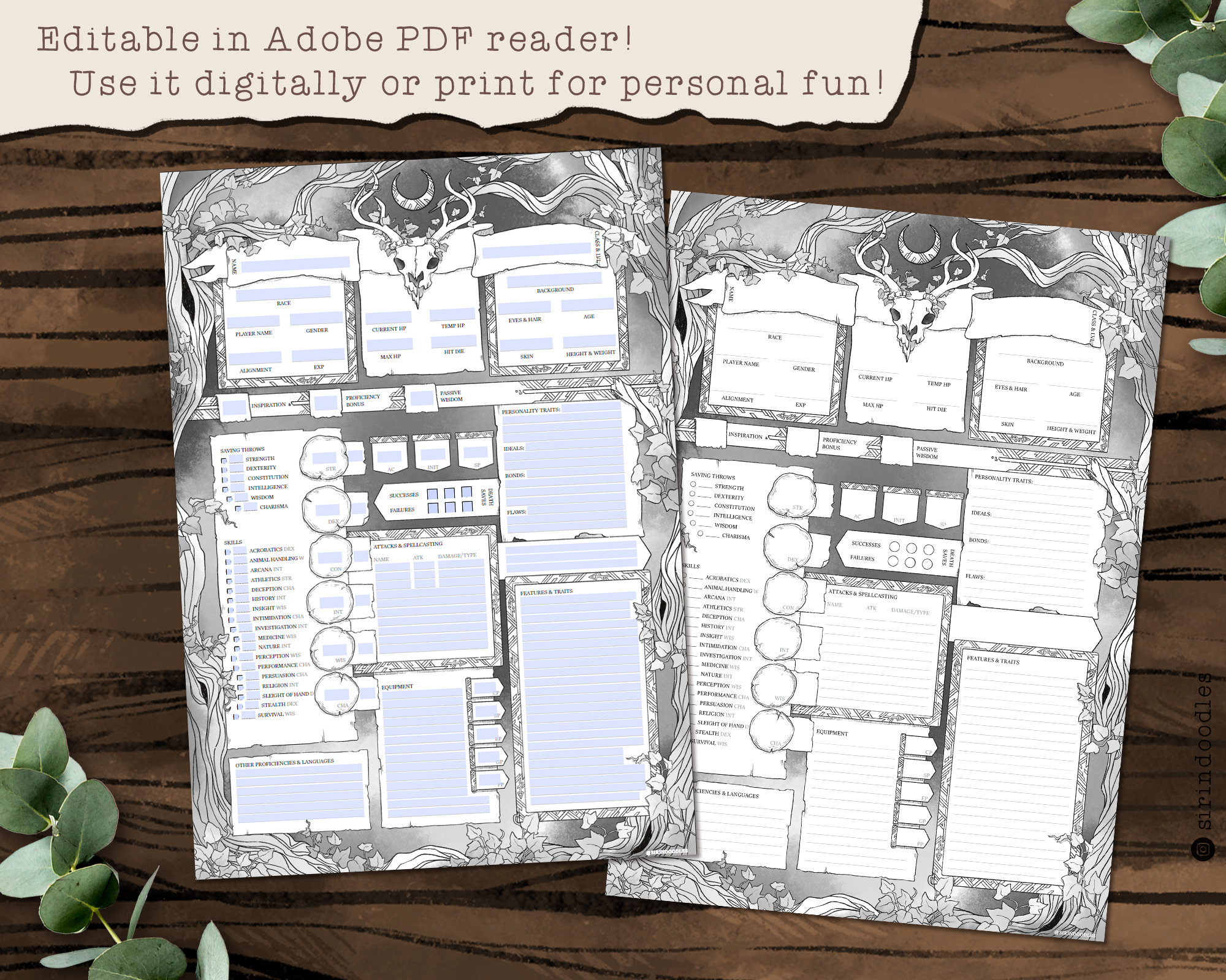 D&D Character Sheet Nature Magic Custom Character Sheets - Etsy Canada