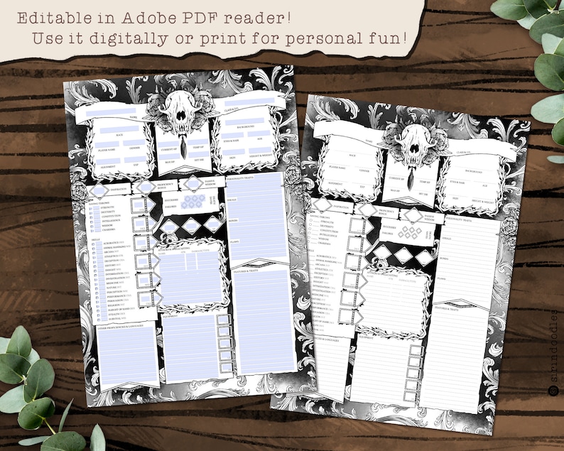 D&D Character Sheet - Fox Magic - Custom Character Sheets - Fillable ...