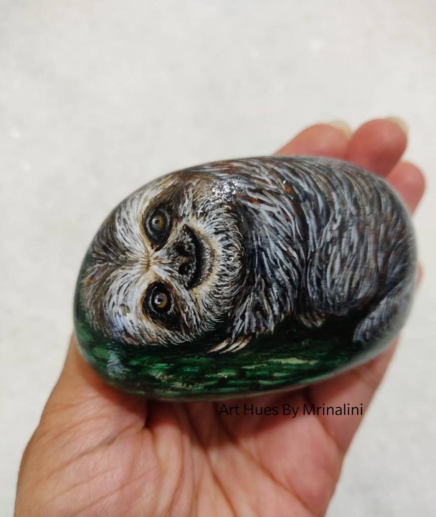 Sloth art painted stone Rock Painting cute baby sloth on a | Etsy