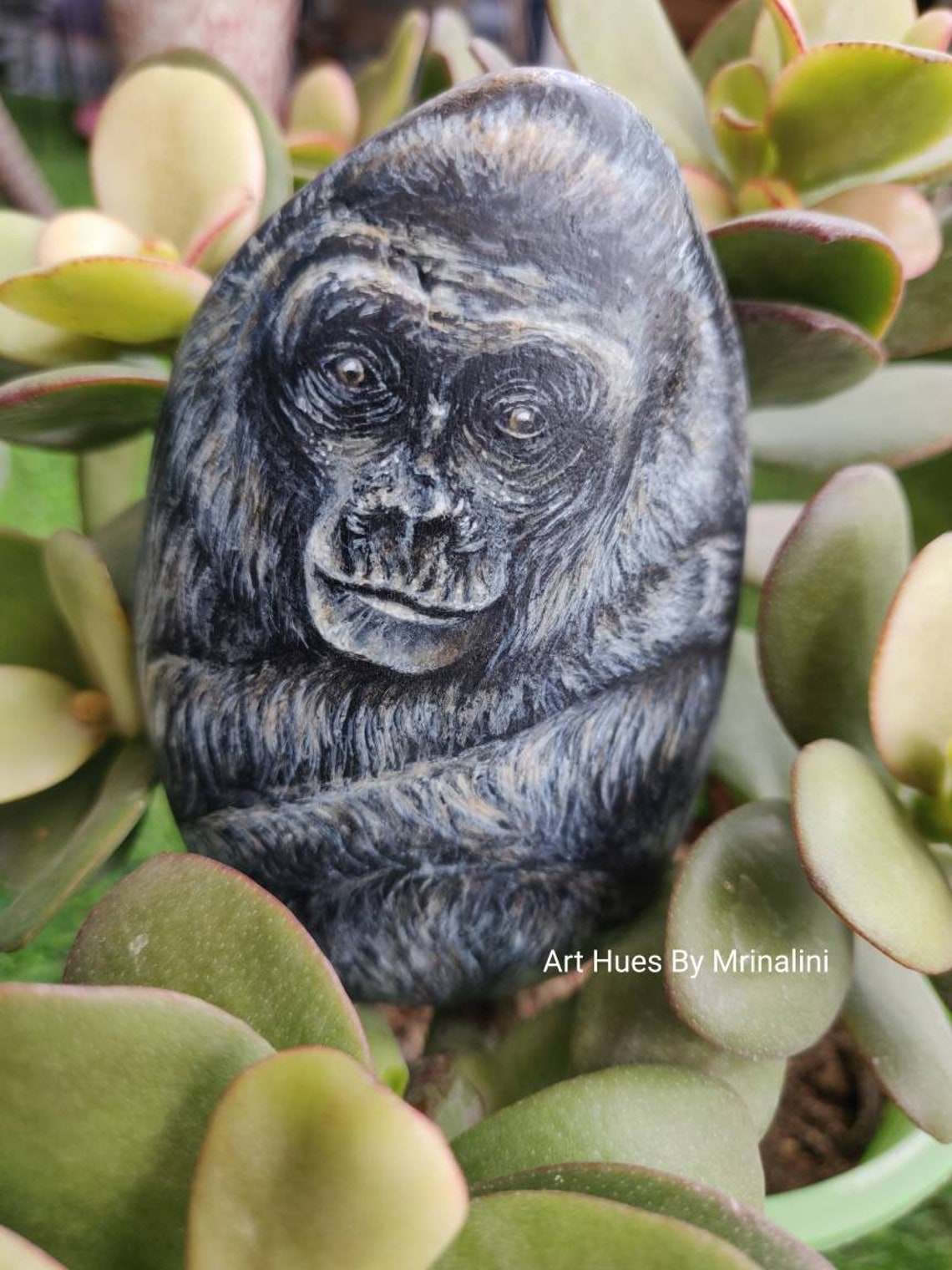 Gorilla Rock Painting, Acrylic Painting, Painted Rock, Gorilla ...