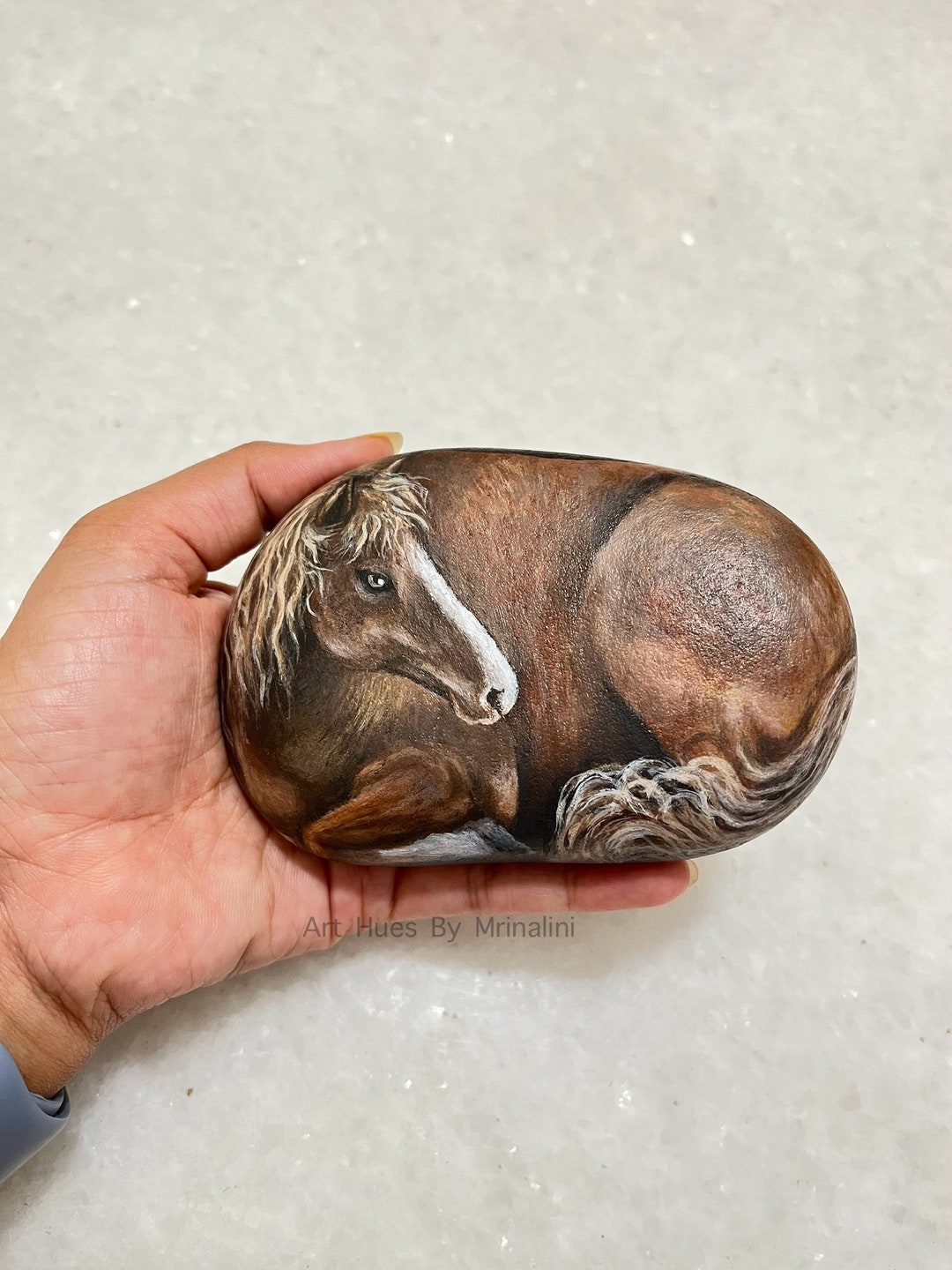 Horse Rock Painting, Horse Gifts, Farm House Theme Animal Collectible ...