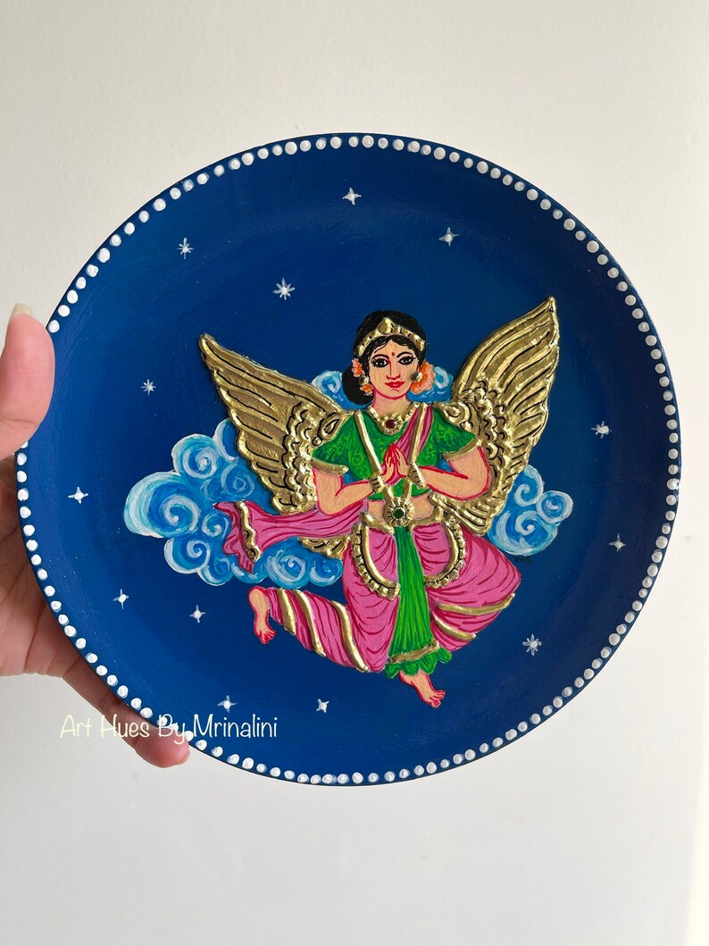 Unique Decorative Wall Plate, Indian Art Wall Plate, Guardian Angel or ...
