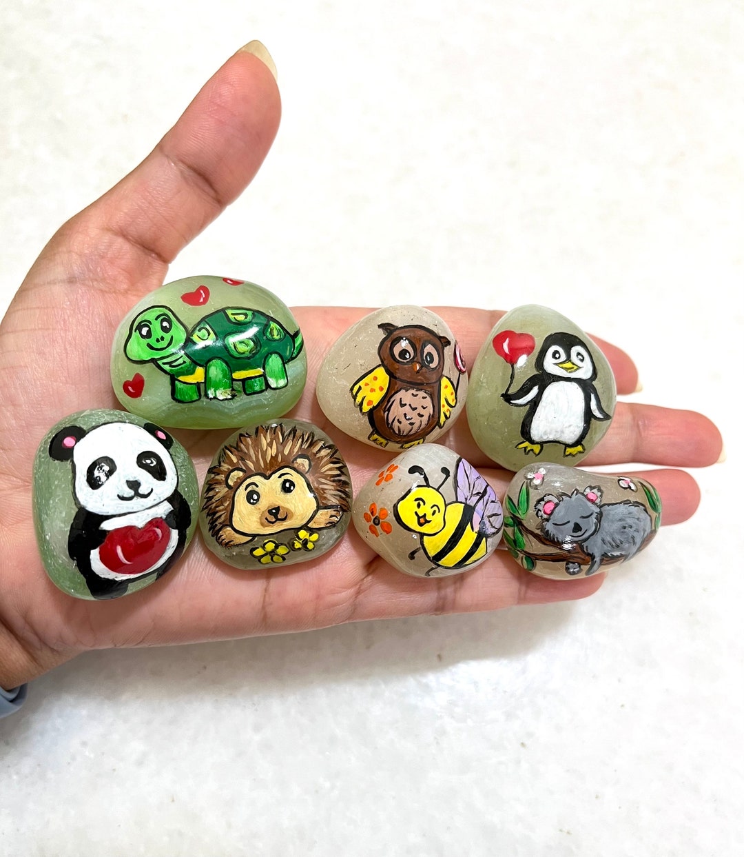 Set of 7 Pet Pal Painted Stones, Kids Worry Stone, Fidget Stones for ...
