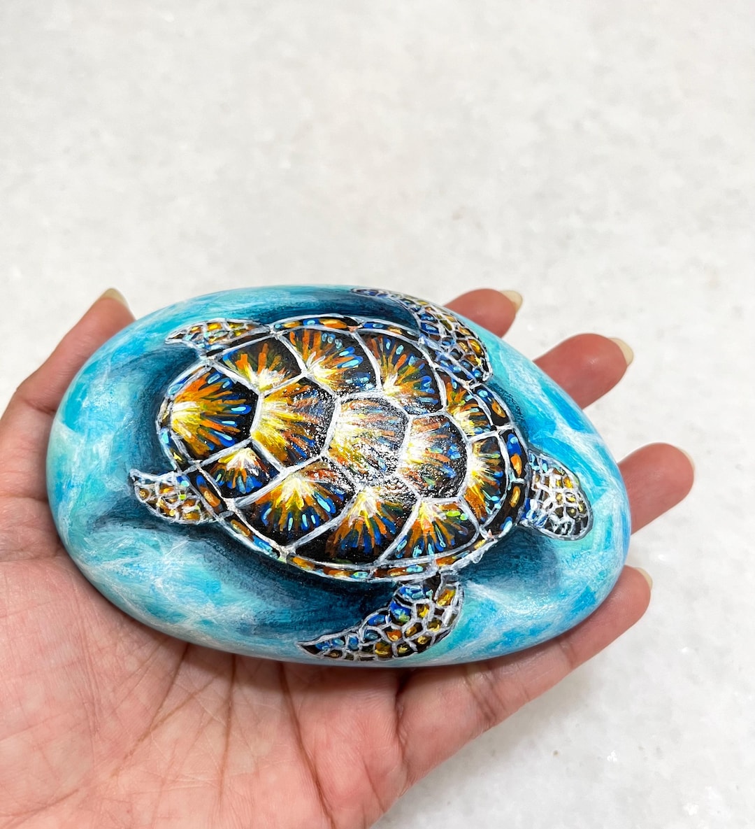 Sea Turtle Painted Stone, Turtle Beach Decor, Gift for Turtle Lovers ...