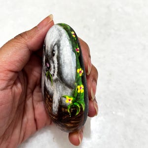 Cute Rabbit Painted Stone, Cute Rabbit Painted Rock, Rabbit Gifts, Gift ...