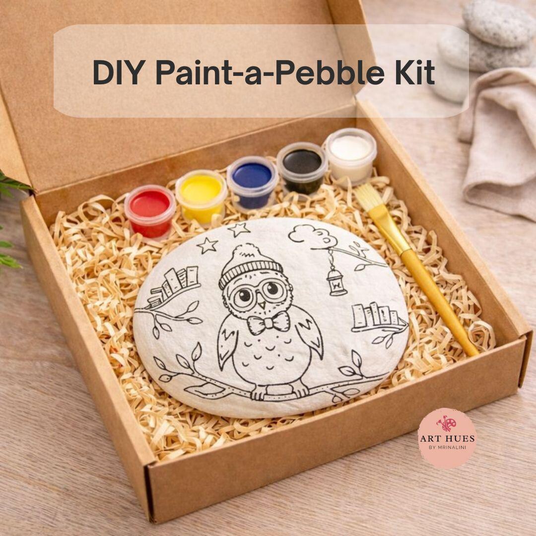 Paint Your Own Owl Pebble • DIY Rock Painting Kit Hand-drawn Owl Pebble ...