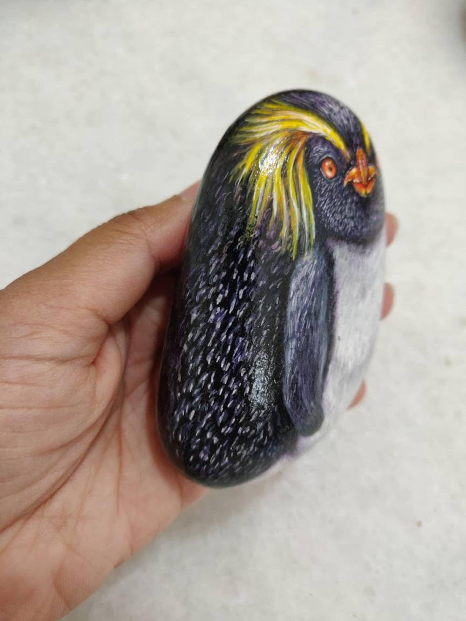 Penguin Gifts Hand Painted Rock Penguin Painting Realistic | Etsy