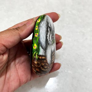 Cute Rabbit Painted Stone, Cute Rabbit Painted Rock, Rabbit Gifts, Gift ...