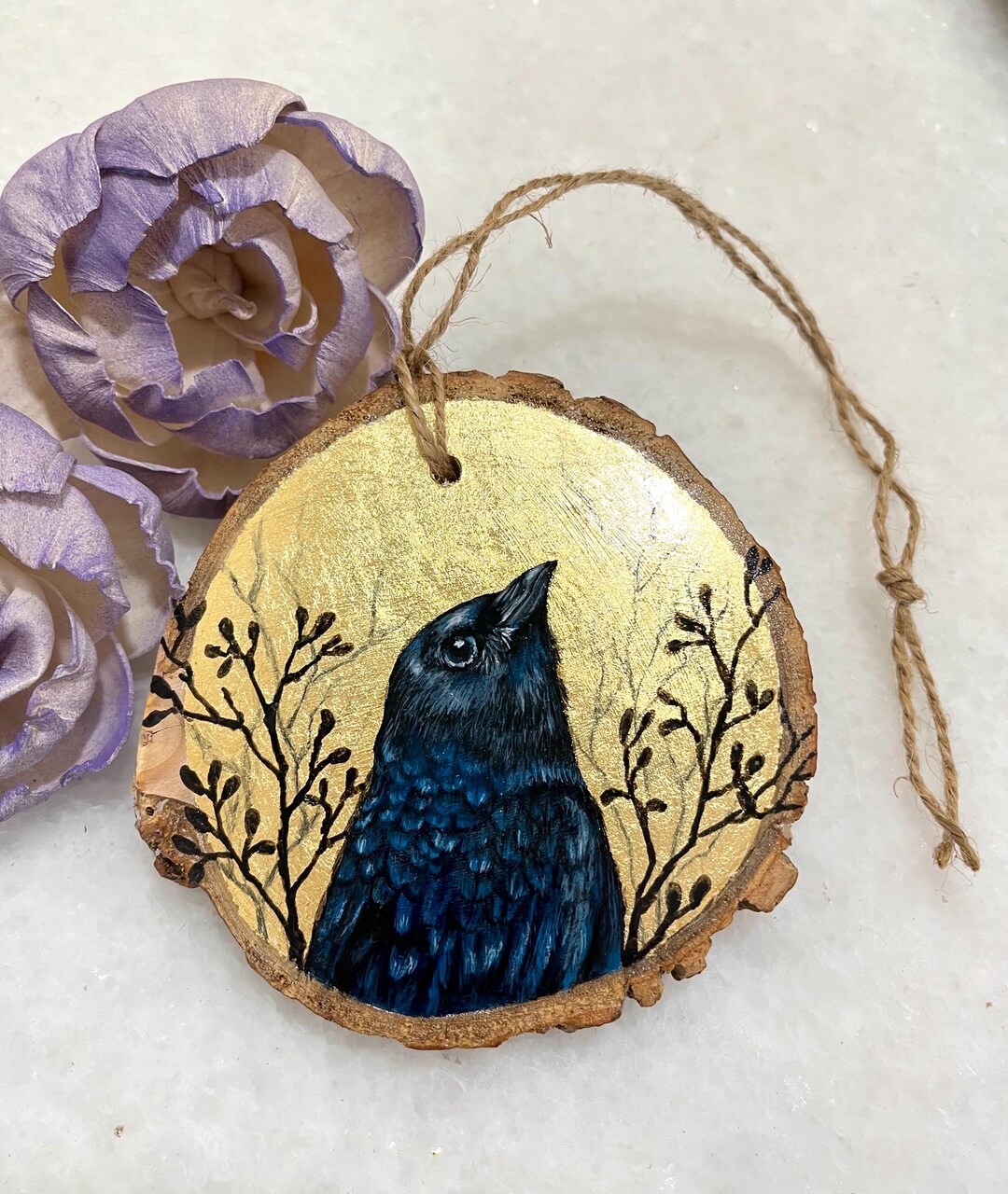 Raven Crow Painting on Wood, Rustic Home Decor, Raven Spirit Gifts ...