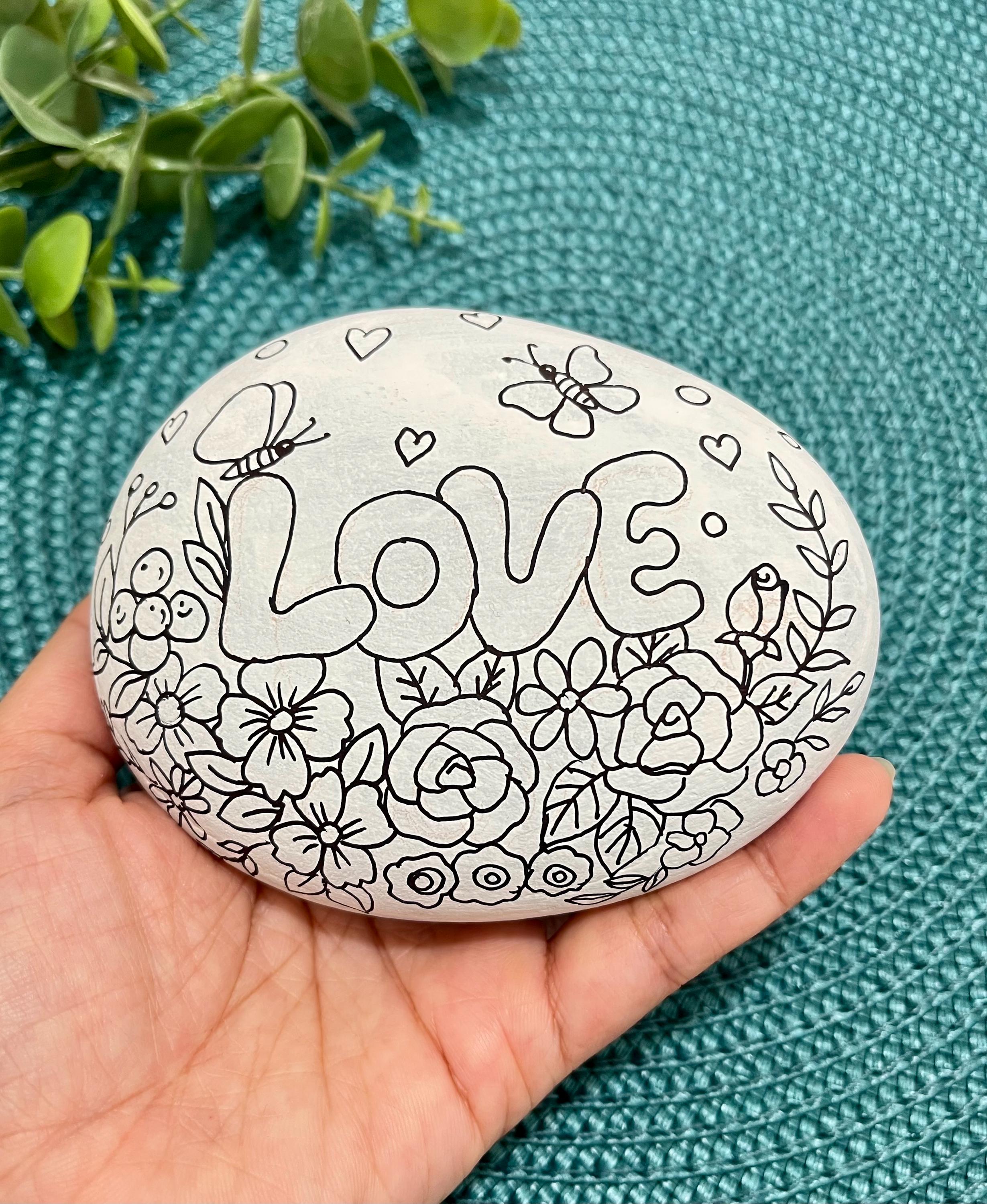 DIY Paint-a-pebble Kit • Hand-drawn Love, Peace, Joy Pebble Art ...