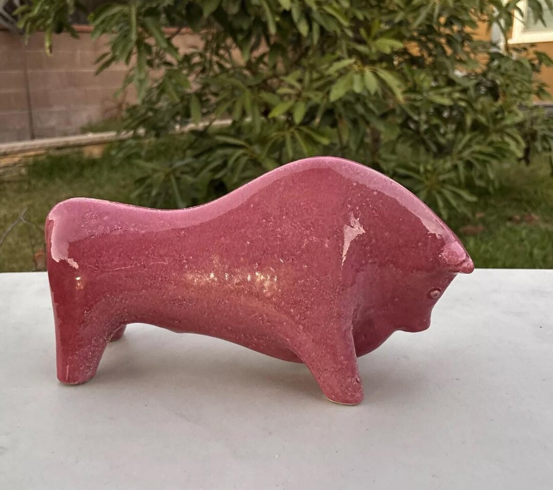 Buffalo Bison Ceramic Pottery Pink Figure Shiny No Damage 12x7” - Etsy