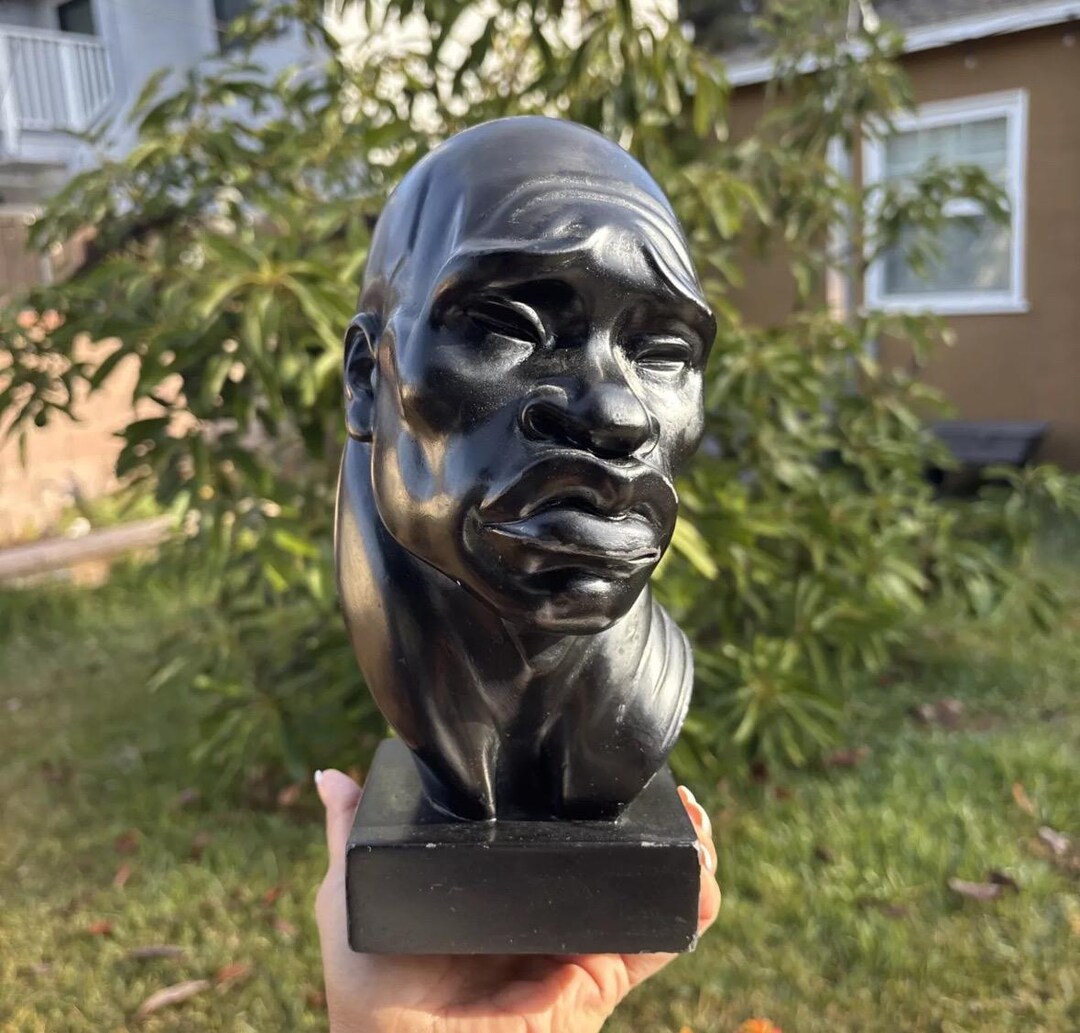 Fred Press Male Black African Plaster Sculpture Mid Century Head 9 ...