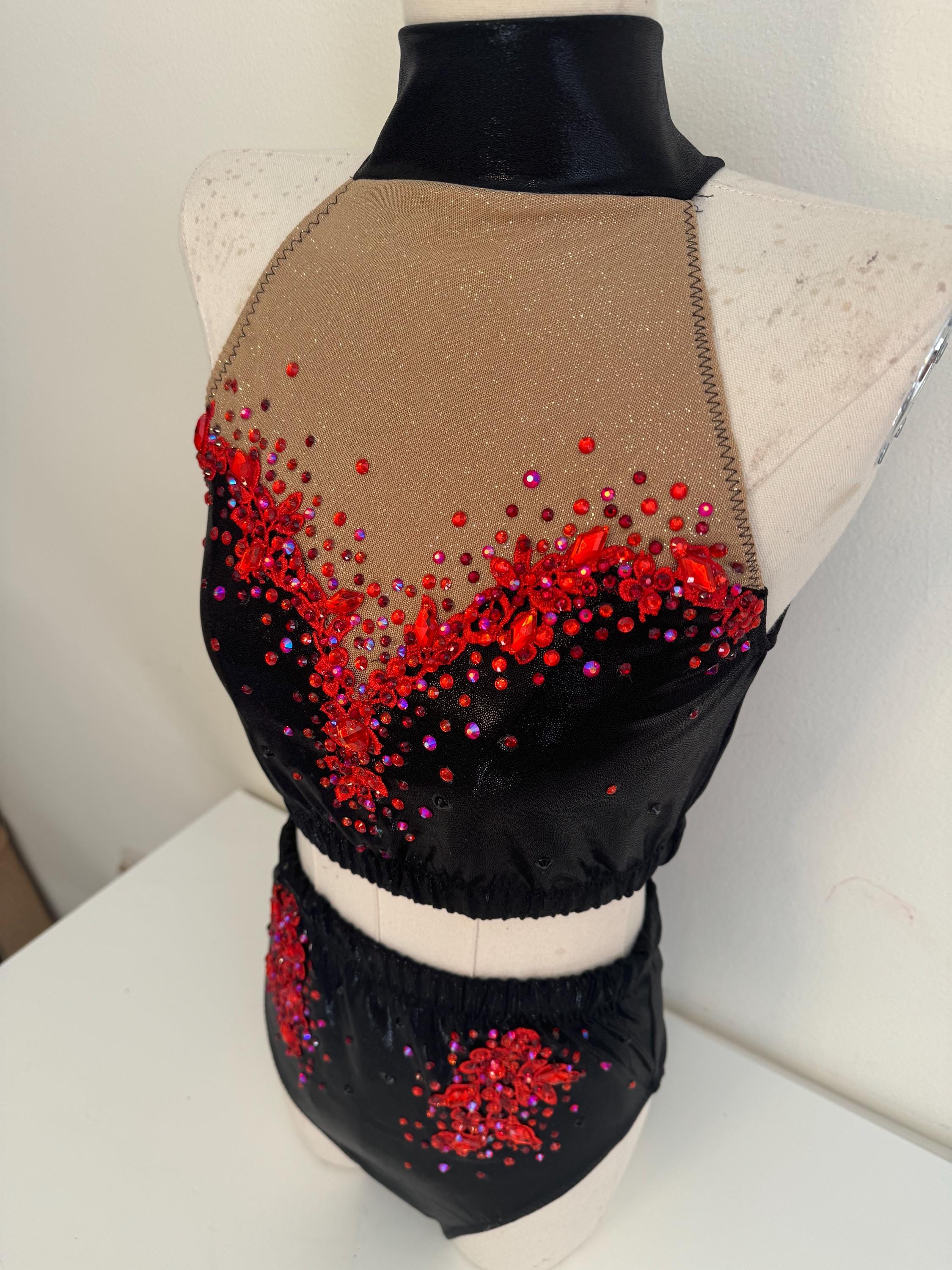 Red and Black 2 Piece Circus Costume for Aerial Dance Lyra Performance ...