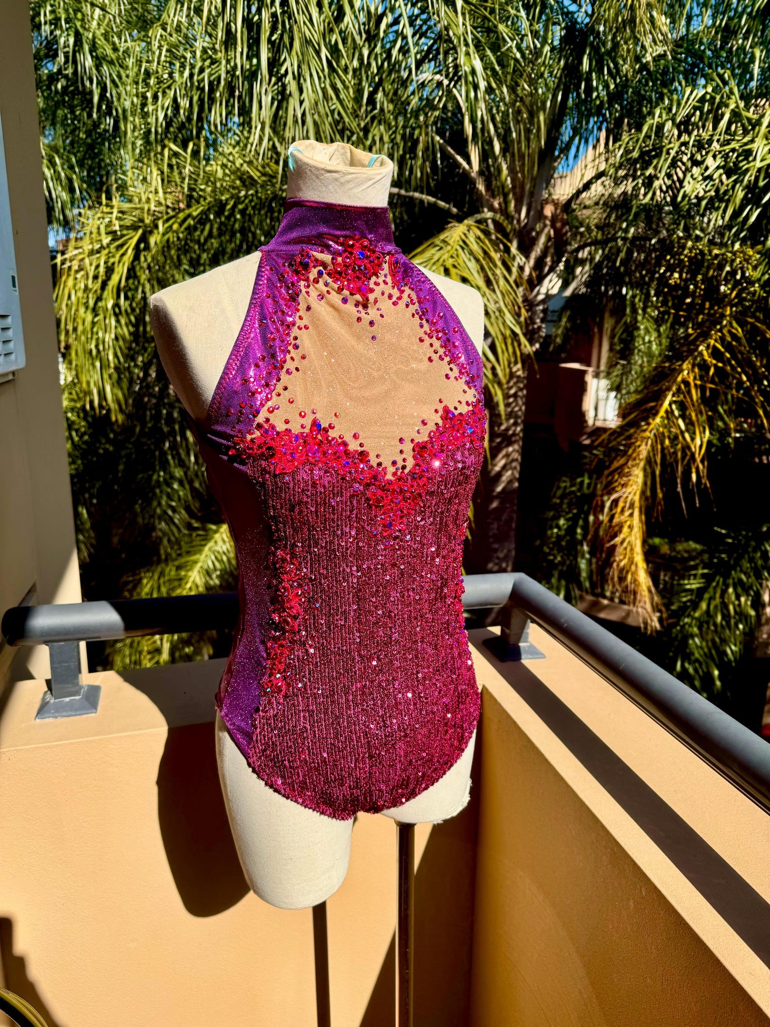 Berry Pink Sequin Panel Leotard for Circus Pole Aerial Dance Lyra ...