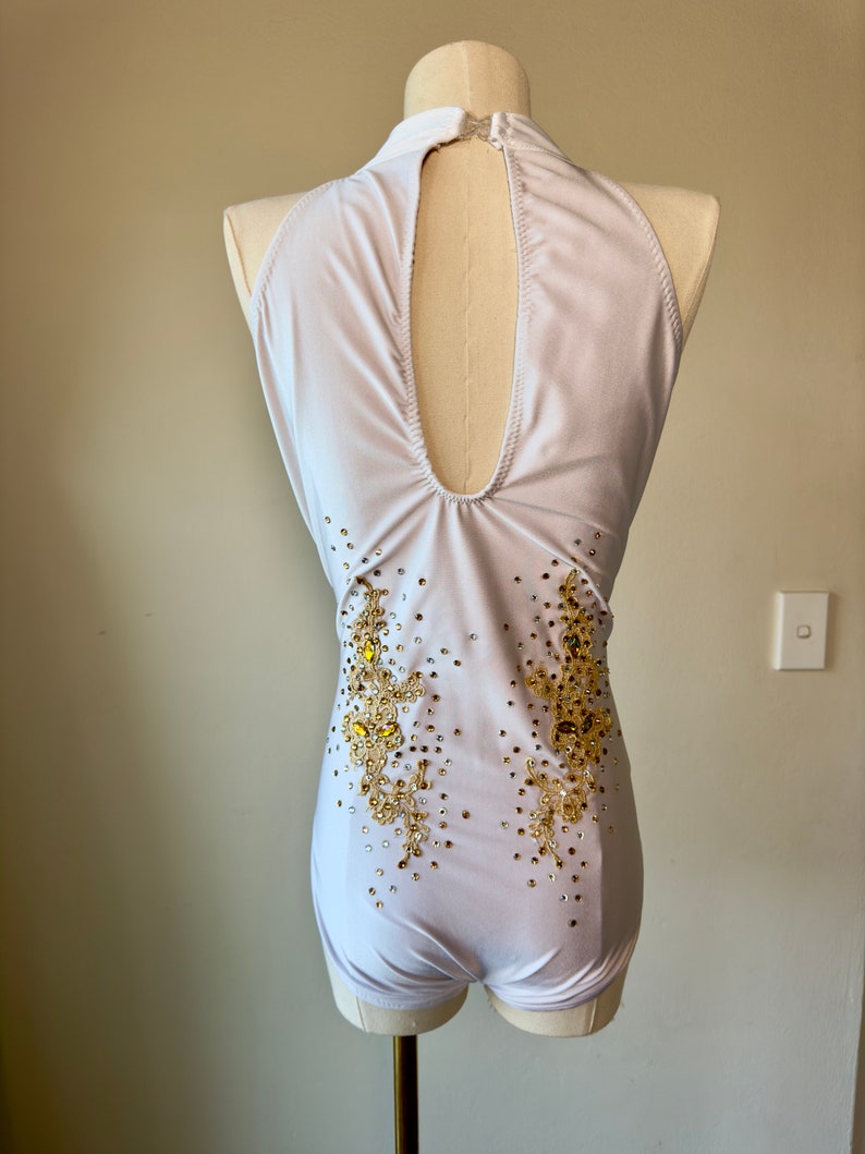 READY TO SHIP: V Shaped Cut Out Leotard White and Gold - Etsy