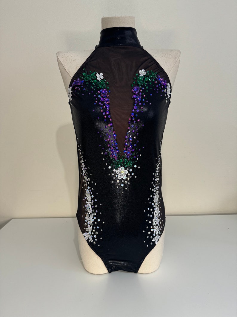 CIRCUS COSTUME: Black Mesh Side Cut Out Leotard for Aerial Pole Circus ...