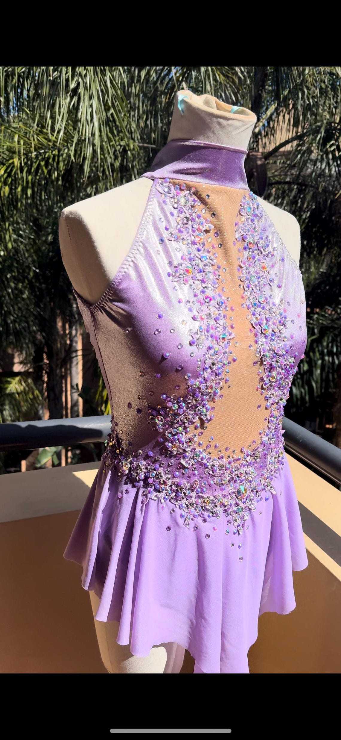 Lilac Leotard With Mesh Skirt Circus Performance Staker Ice Skater Pole ...