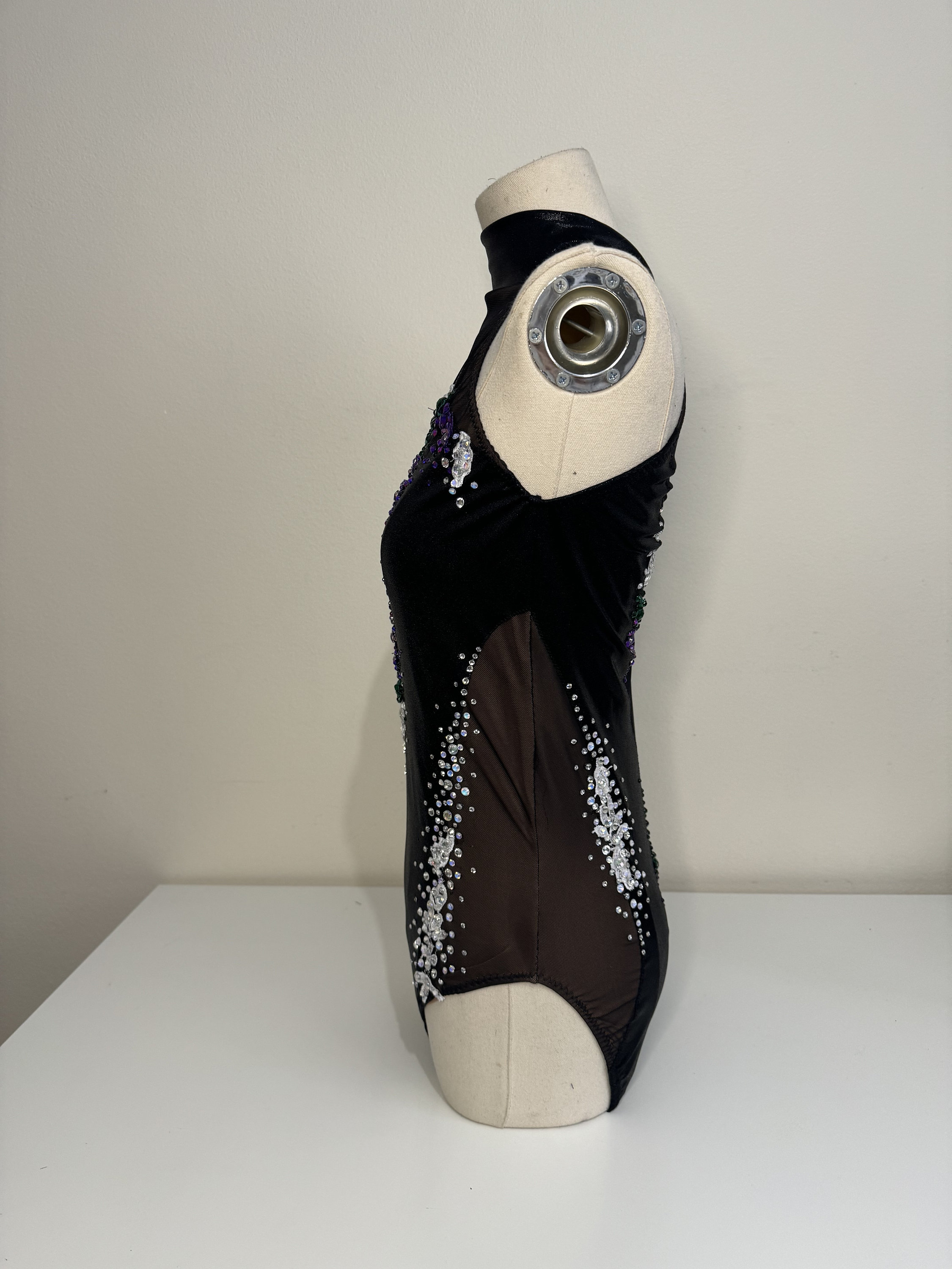 CIRCUS COSTUME: Black Mesh Side Cut Out Leotard for Aerial Pole Circus ...