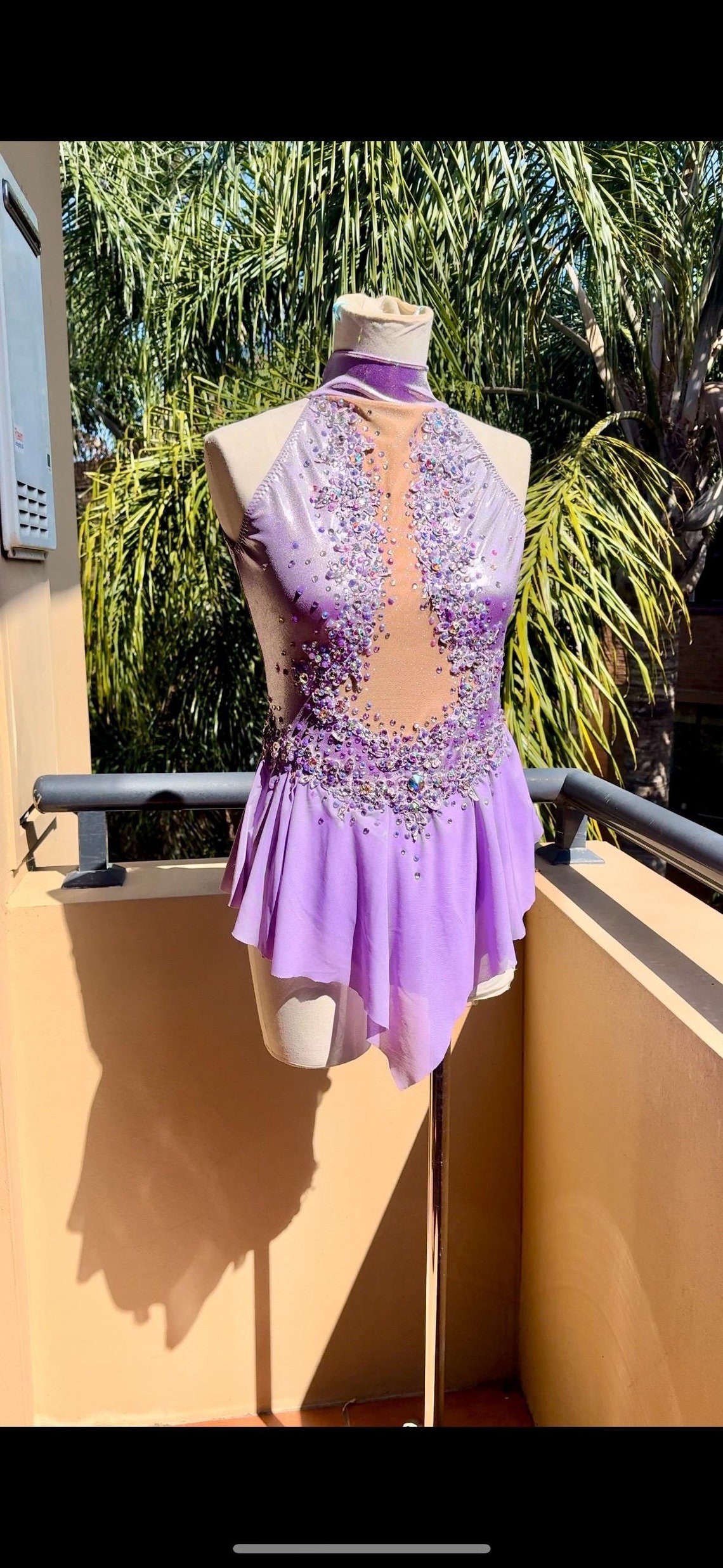 Lilac Leotard With Mesh Skirt Circus Performance Staker Ice Skater Pole ...