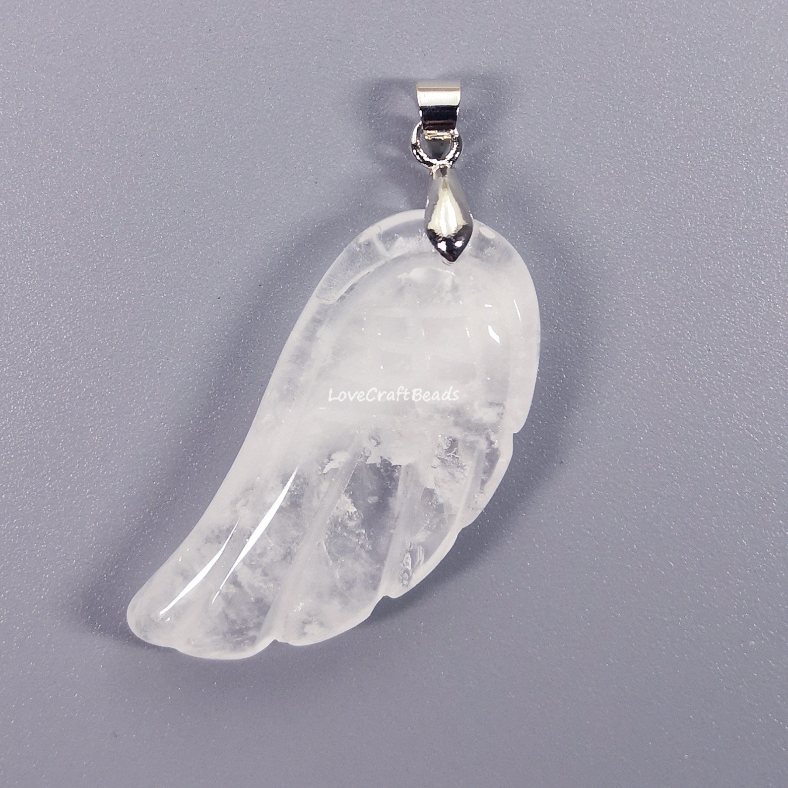 35mm Natural Carved White Quartz Angel Wing Gemstone Pendant - Etsy