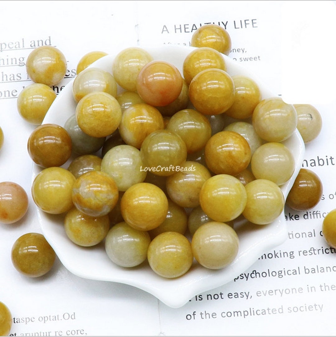 10pcs of 16mm Natural Yellow Jade Sphere, Chakra Round Sphere, Gemstone ...