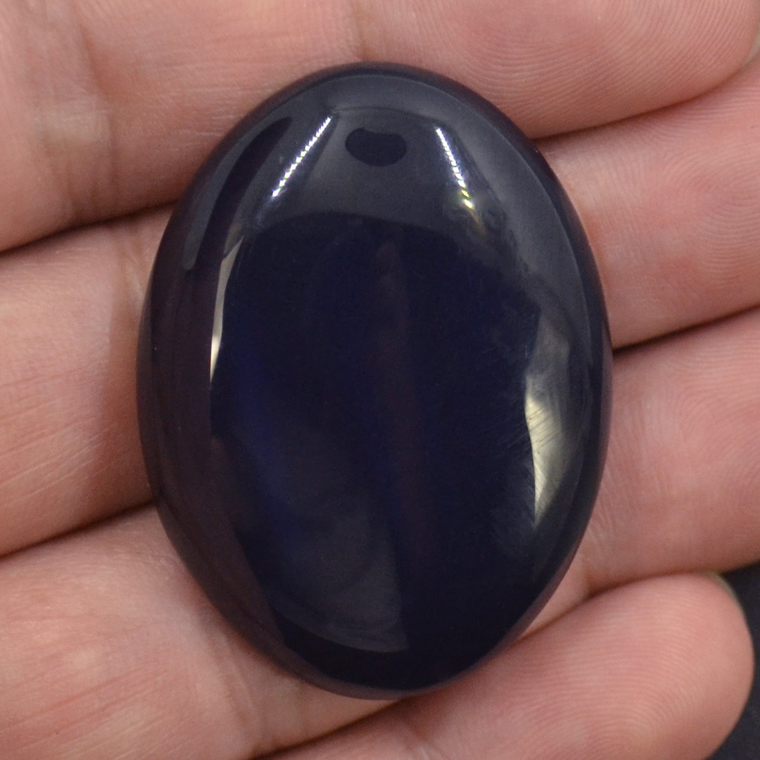40mm Dark Blue Agate Oval Flatback Gemstone CAB Cabochon for Jewelry ...
