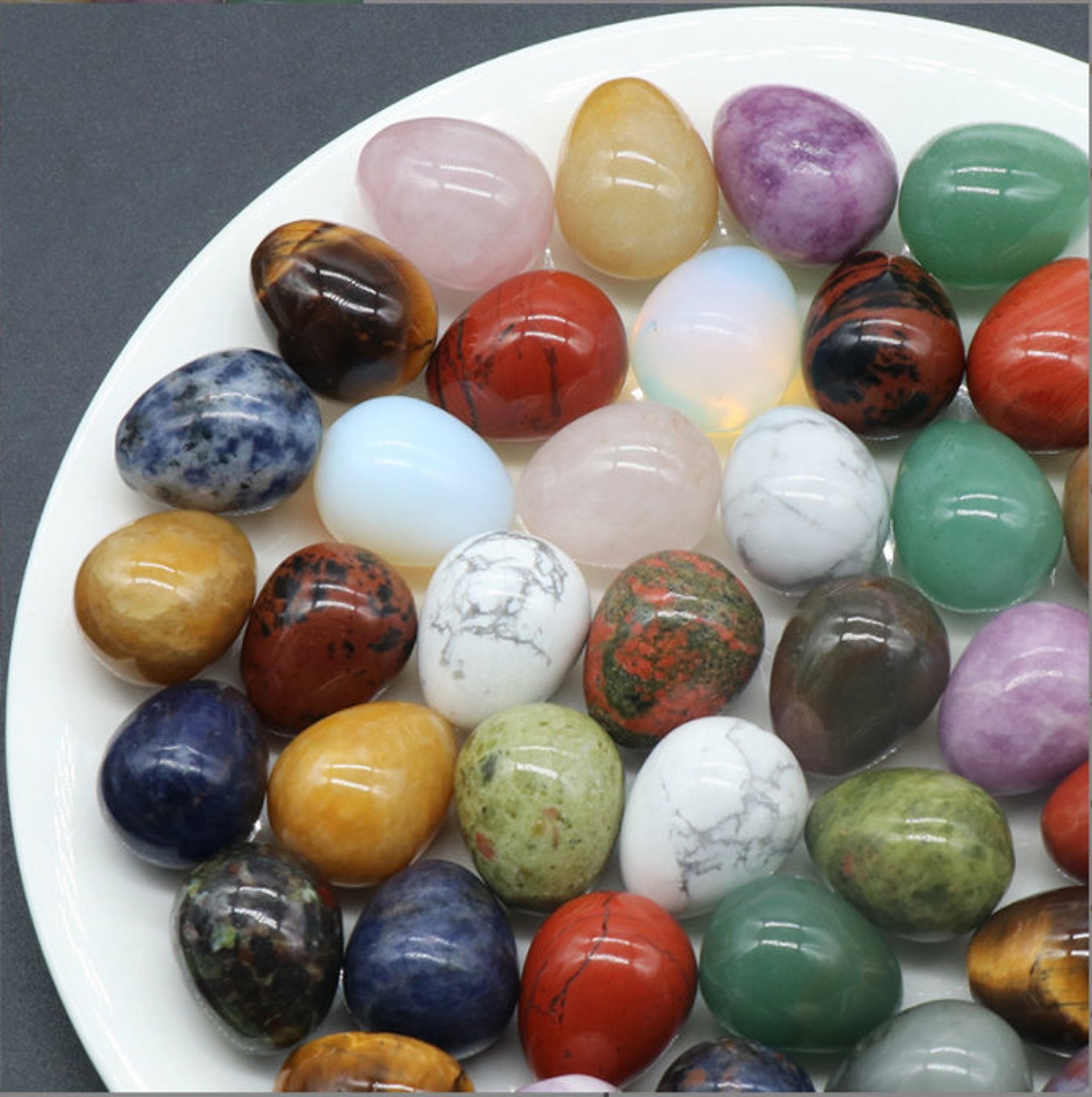 Mixed Gemstone Crystal Eggs: 20mm Chakra Healing Stones Undrilled ...